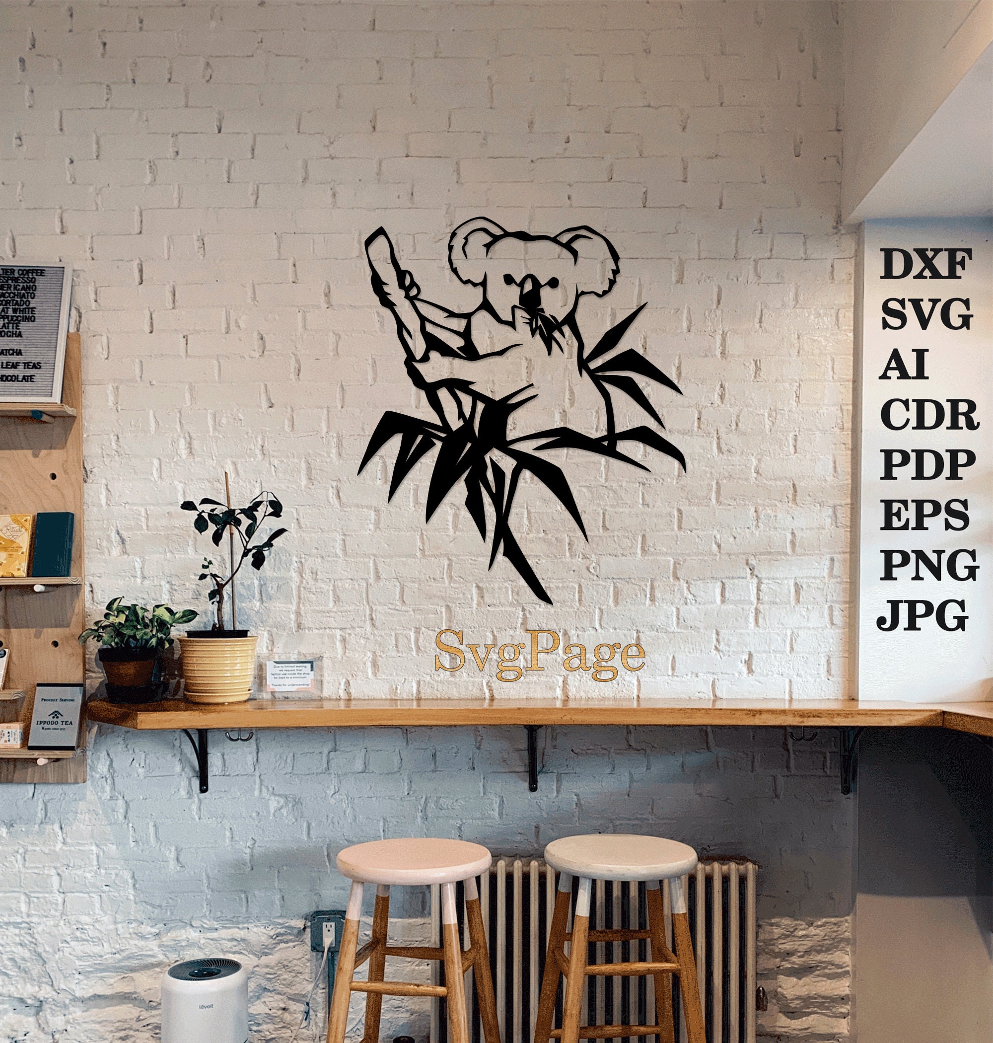 Koala Dxf Sleepy Animal Svg Laser Cut Dxf Png Files Wall Art Sticker ...
