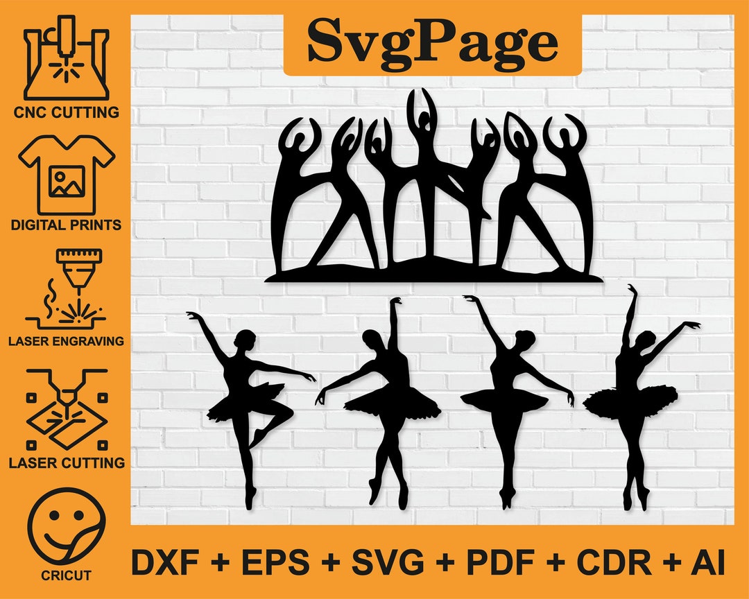 Ballerina Ballet Dancer Laser Cut Svg Dxf Files Wall Art Sticker ...