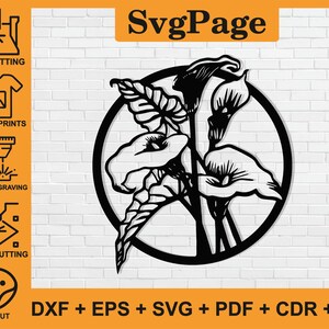 Lily Flower Laser Cut Svg Dxf Png Files Wall Art Sticker Glowforge ...