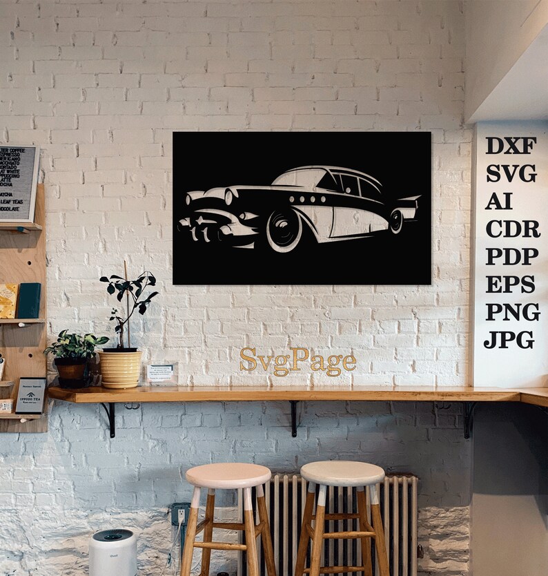 Classic Vintage Retro Car Laser Cut Svg Dxf Files Wall Art Sticker ...