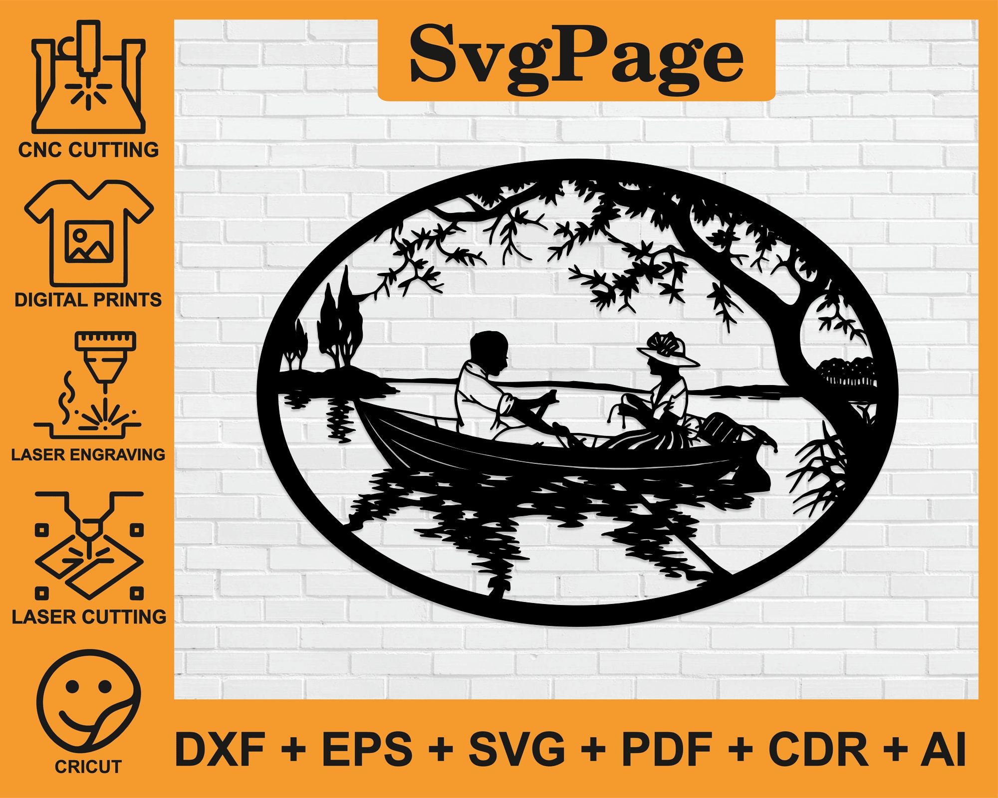 Lake Couple Love Romance Laser Cut Svg Dxf Files Wall Art - Etsy