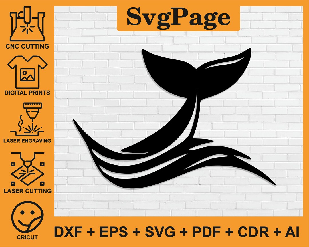 Whale Dxf Animal Svg Laser Cut Png Files Wall Art Sticker Glowforge ...