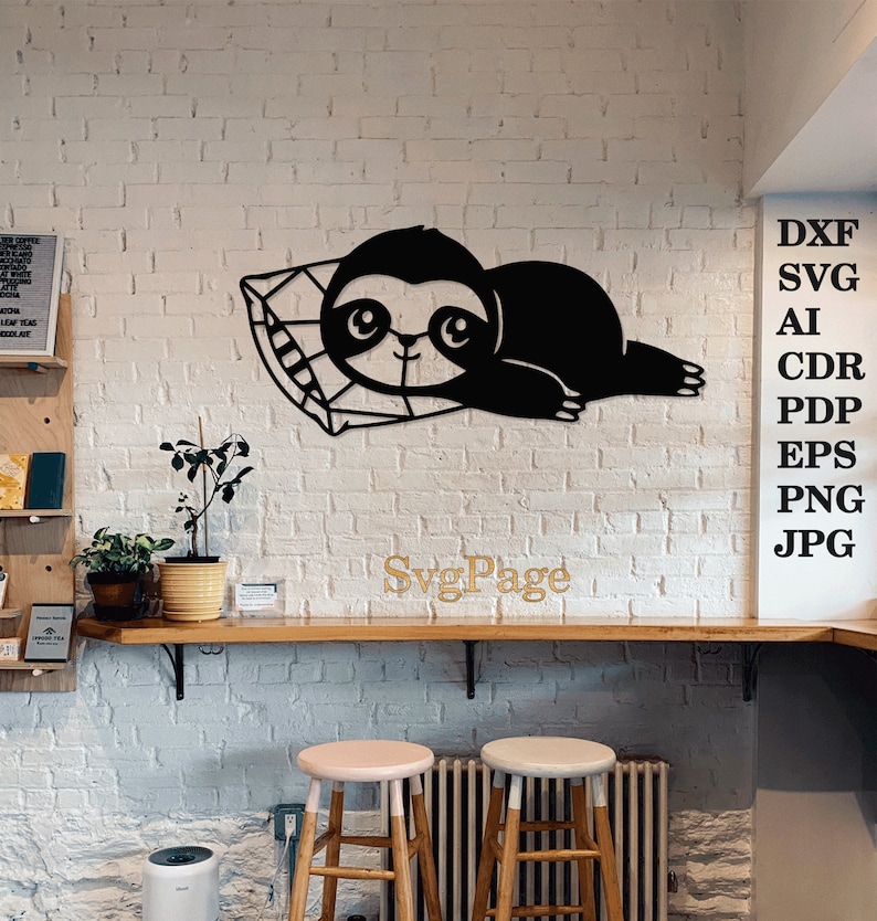 Baby Sloth Laser Cut Svg Dxf Png Files Wall Art Sticker - Etsy