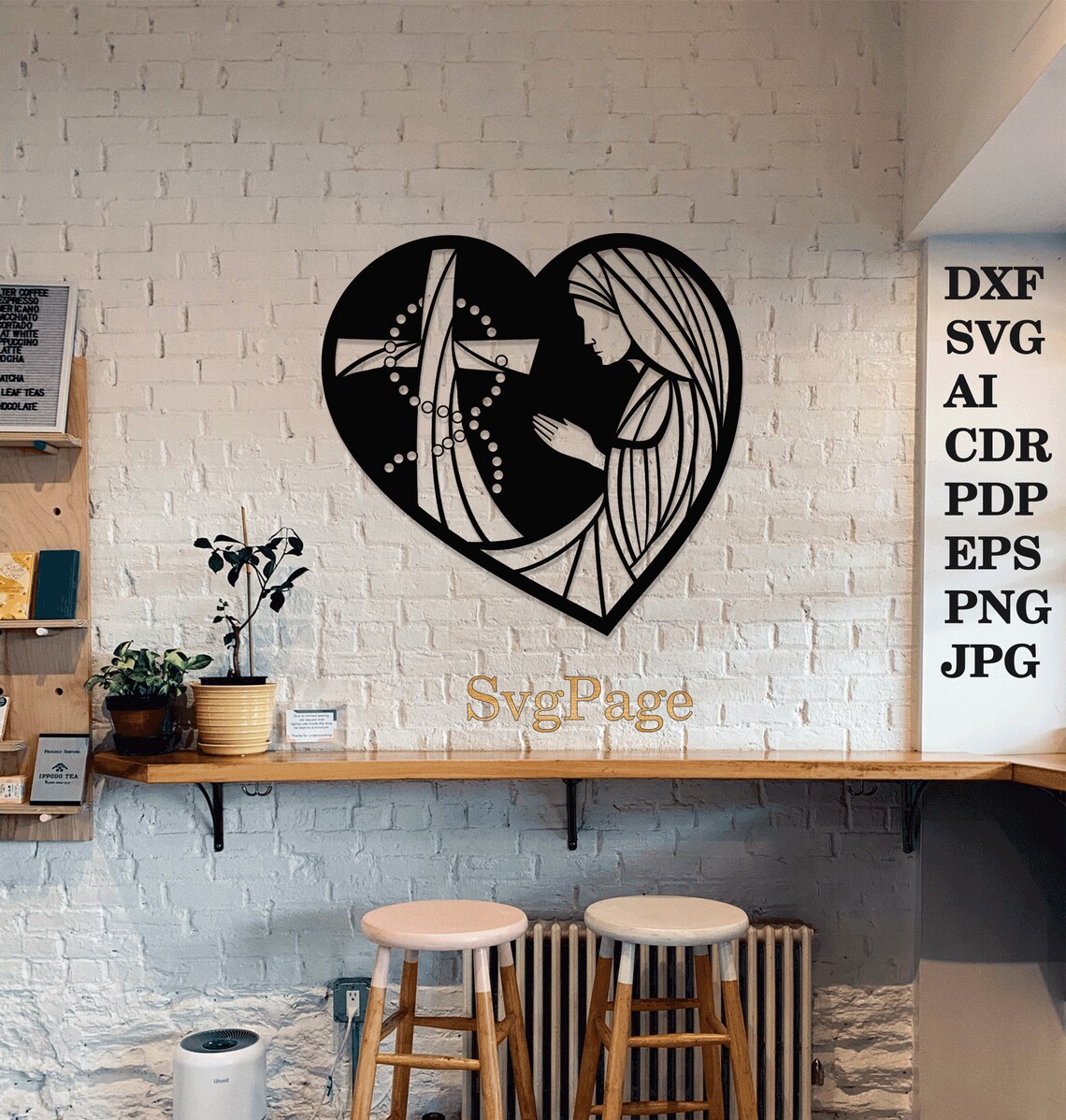 Mary Jesus Cross Laser Cut Svg Dxf Png Files Wall Art Sticker - Etsy
