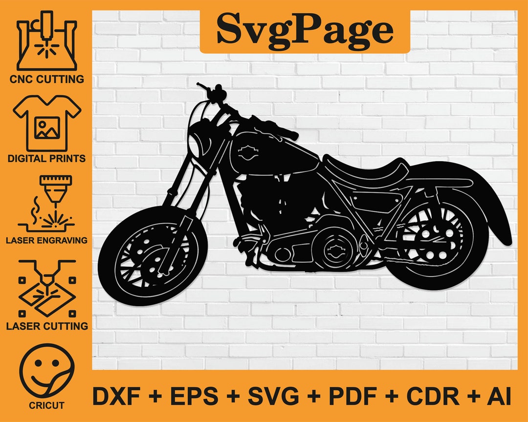 Chopper Motorcycle Motorbike Laser Cut Svg Dxf Png Pdf Files Wall Art ...
