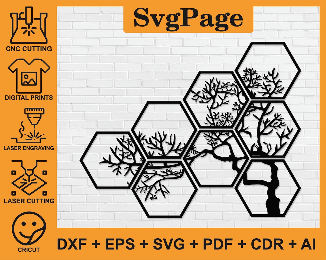 Tree Dxf Branch Svg Laser Cut Png Files Wall Art Sticker Glowforge ...