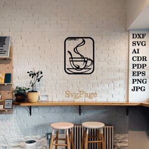 Coffee Drink Dxf Svg Laser Cut Png Pdf Files Wall Art Sticker Glowforge ...