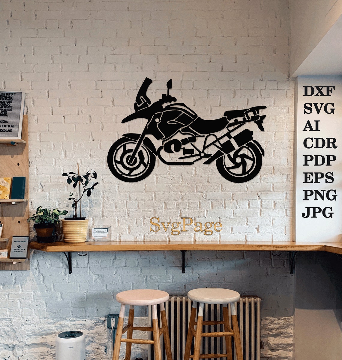 Motorcycle Motorbike Laser Cut Svg Dxf Png Files Wall Art Sticker ...