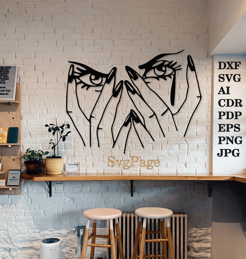 Finger Eye Laser Cut Svg Dxf Files Wall Art Sticker Glowforge Engraving ...