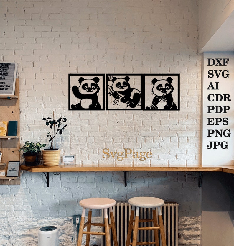 Baby Animal Cute Panda Laser Cut Svg Dxf Ai Files Wall Art Sticker ...