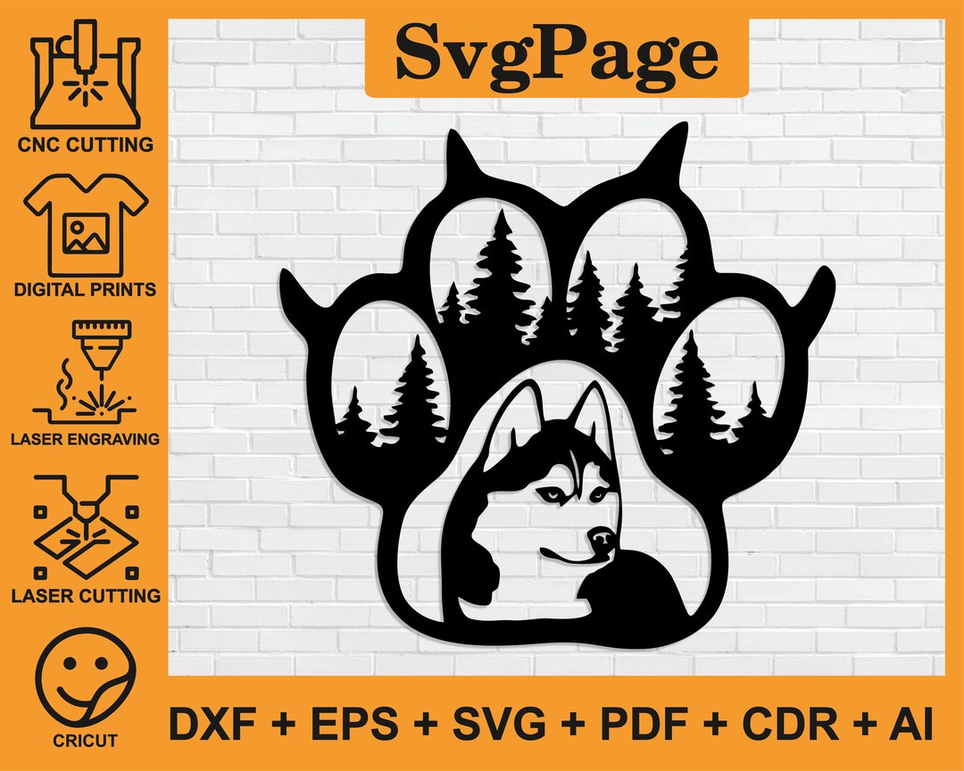 Dog Paw Tree Nature Laser Cut Svg Dxf Png Files Wall Art Sticker ...