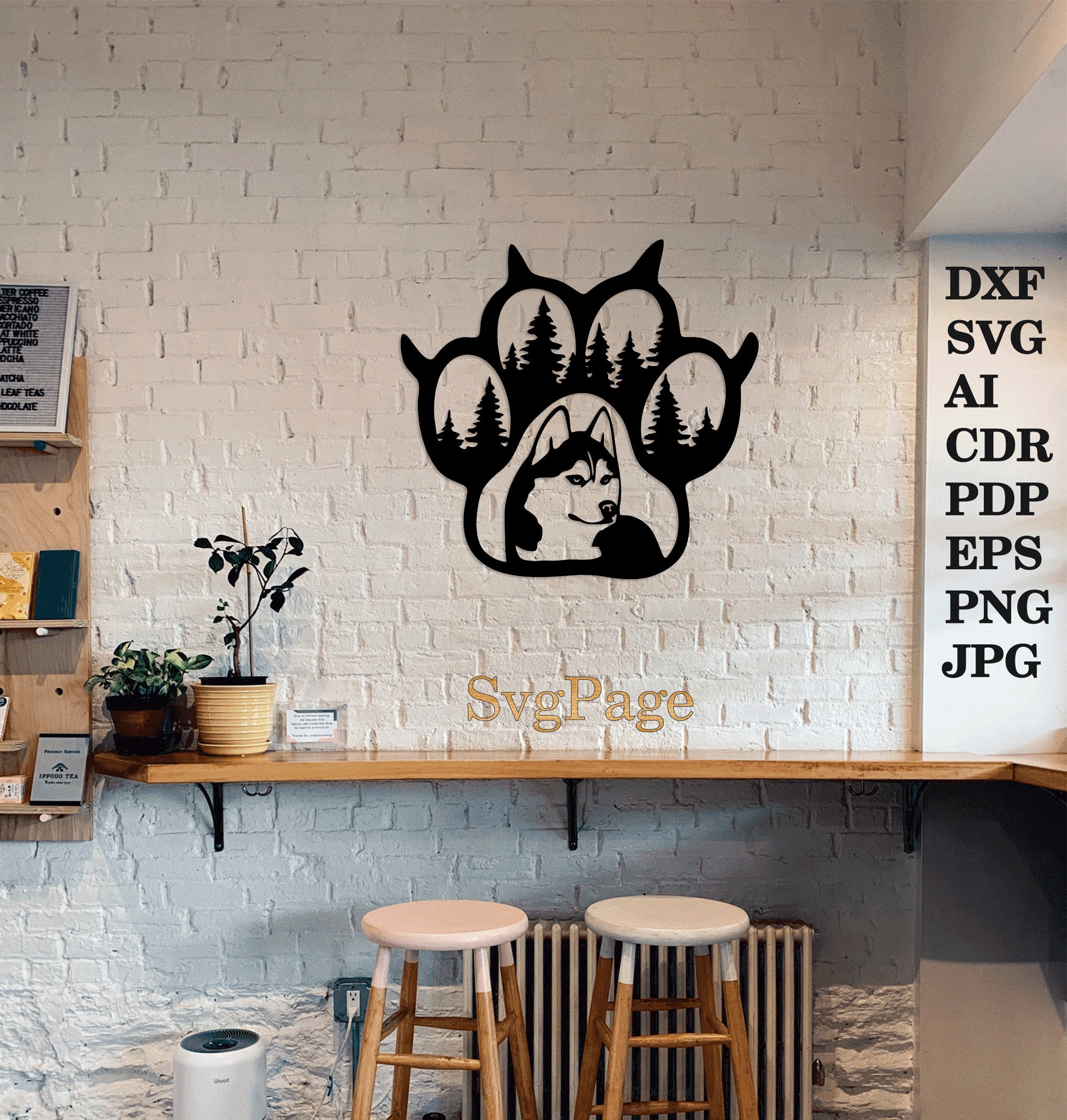 Dog Paw Tree Nature Laser Cut Svg Dxf Png Files Wall Art Sticker ...