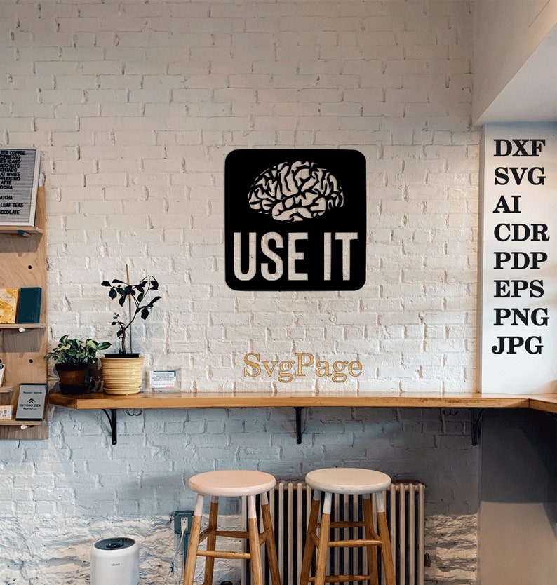 Brain Use It dxf svg corte láser png pdf archivos pared arte pegatina ...