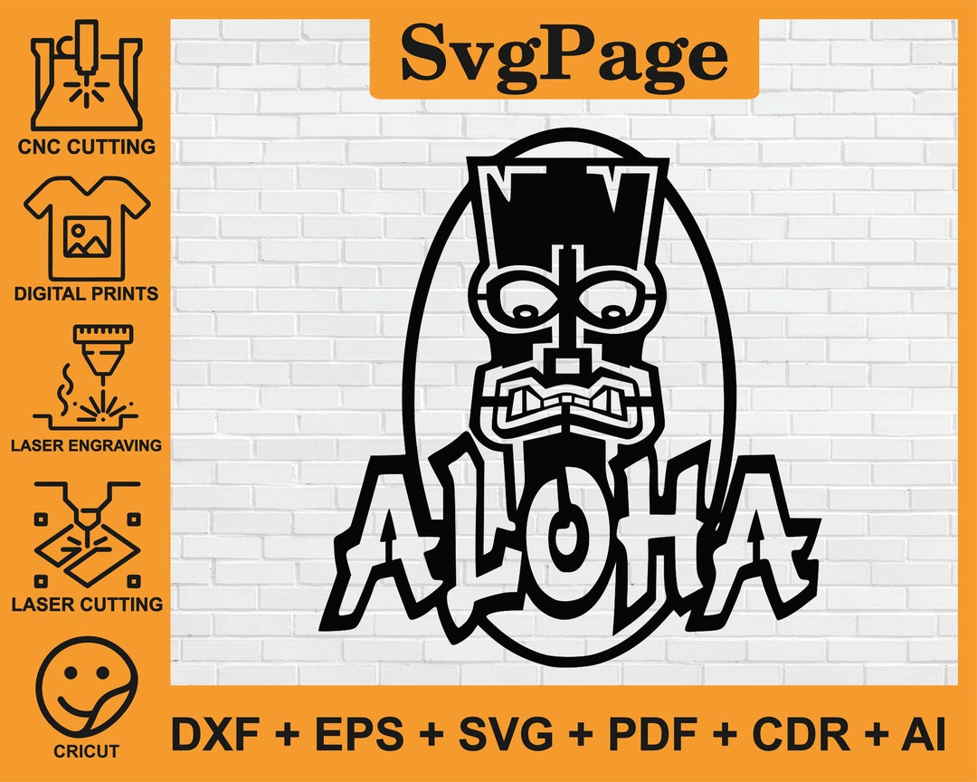 Tropical Aloha Tiki Mask Laser Cut Svg Dxf Files Wall Art Sticker ...