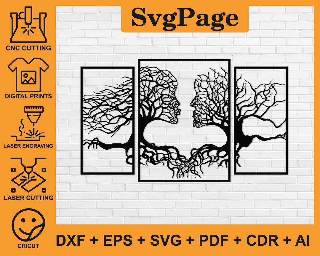 Tree Couple Love Branch Laser Cut Svg Dxf Files Wall Art Sticker ...