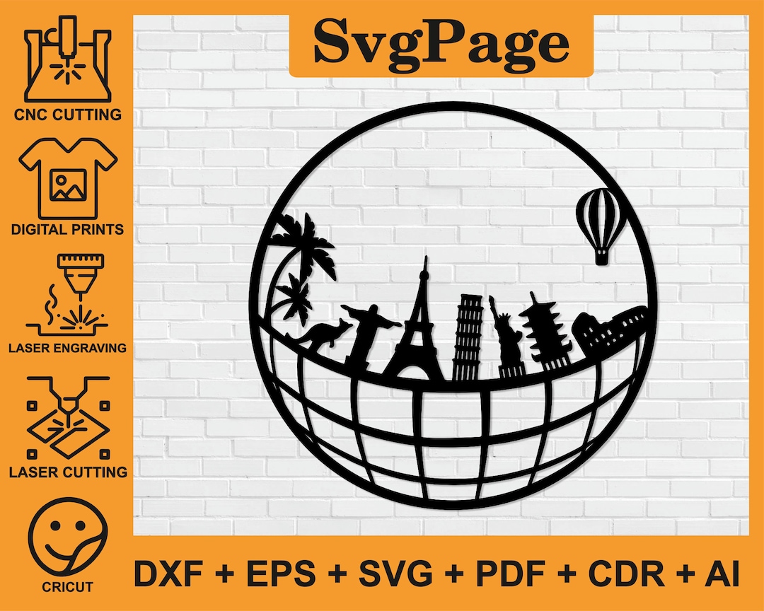 Símbolos de ciudades Ciudades icónicas corte láser svg dxf png archivos ...