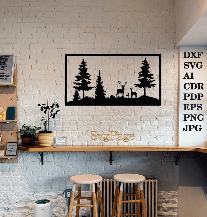 Gazelle Deer Tree Elk Laser Cut Svg Dxf Files Wall Art Sticker ...