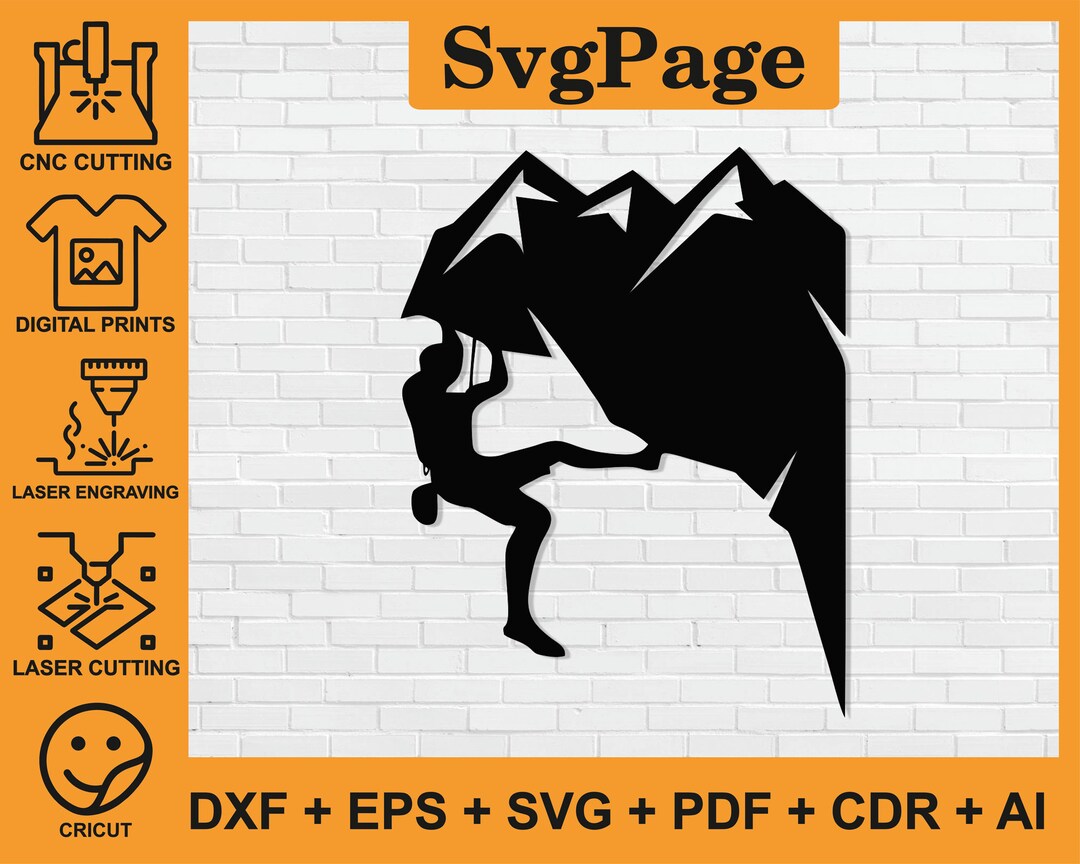 Mountain Climbing Laser Cut Svg Dxf Files Wall Art Sticker Glowforge ...
