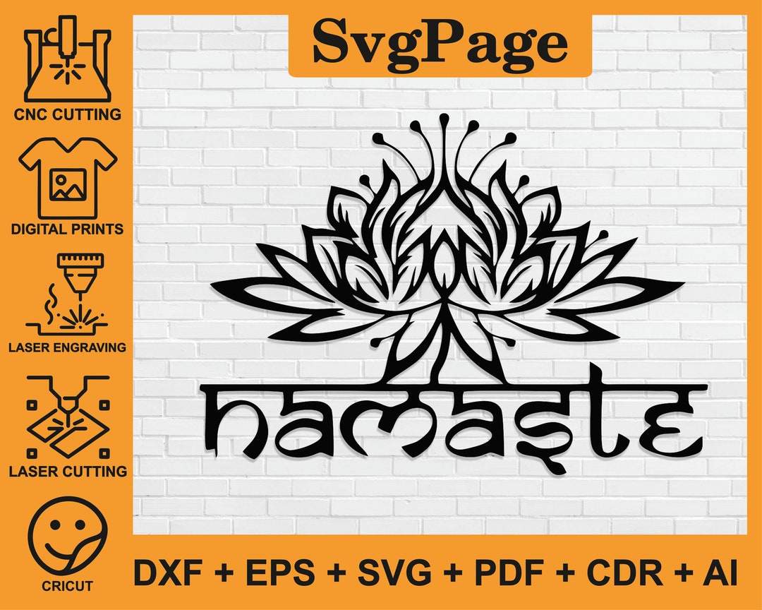 Lotus Namaste Yoga Chakra Meditation Laser Cut Svg Dxf Files Wall Art ...