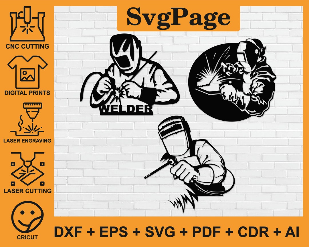 Welder Welding Metal Working Laser Cut Svg Dxf Files Wall Sticker ...