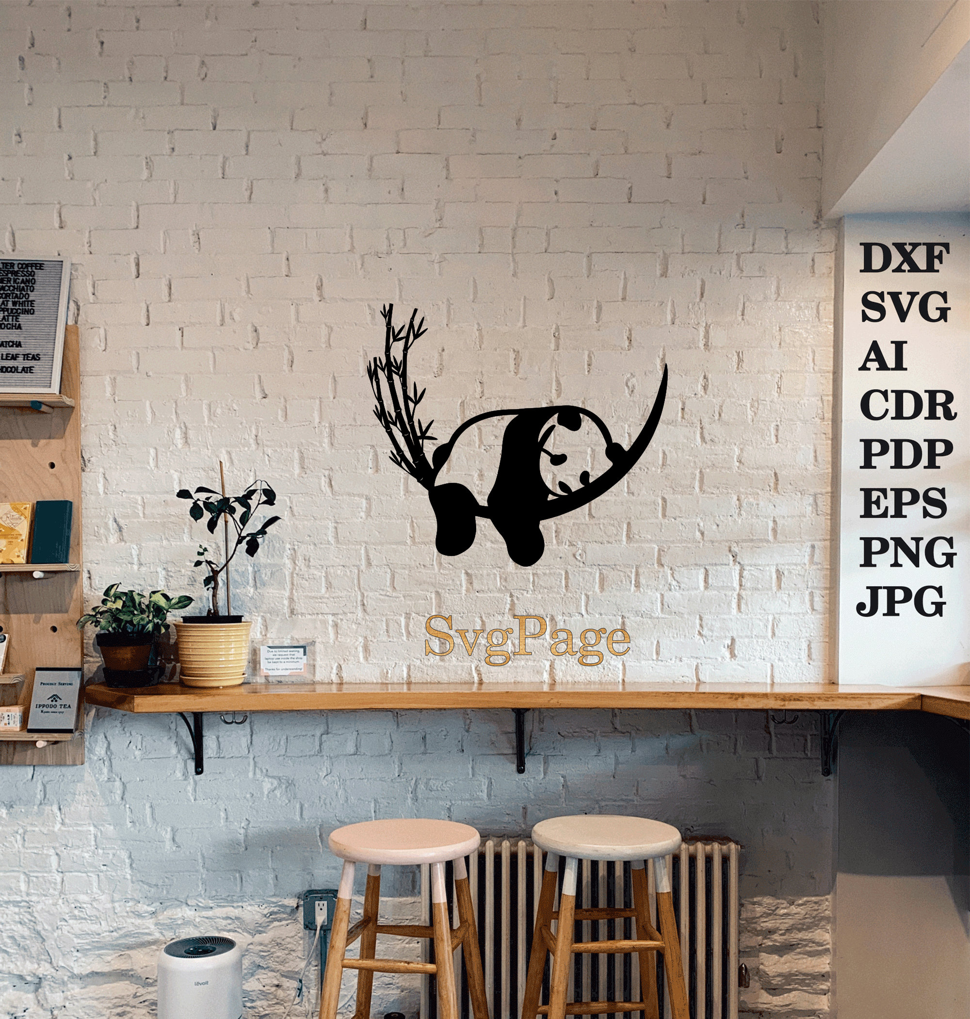 Sleepy Panda Dxf Cute Animal Svg Laser Cut Dxf Png Files Wall Art ...