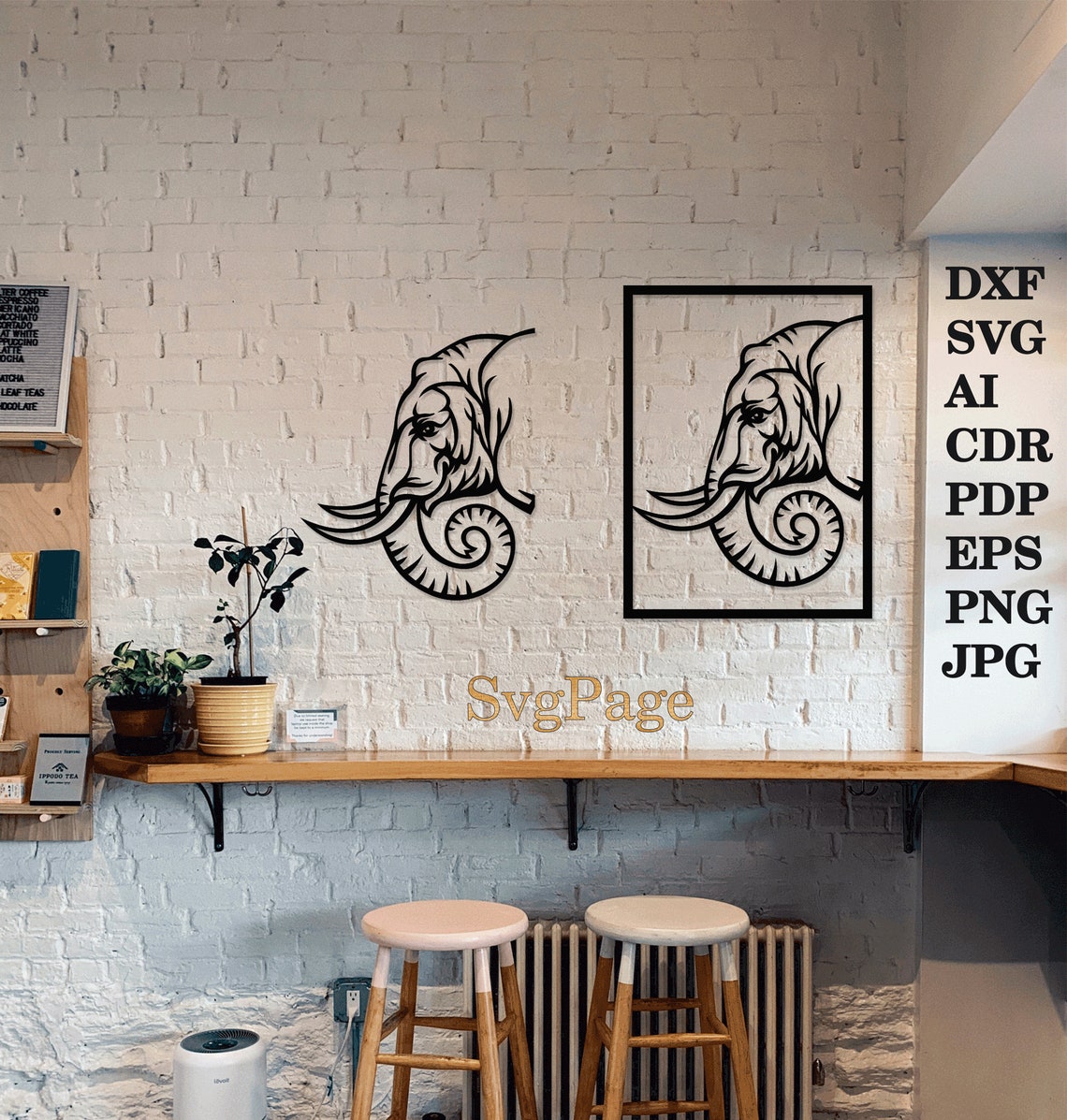 Elephant Dxf Animals Laser Cut Svg Dxf File Wall Sticker Pdf Silhouette ...