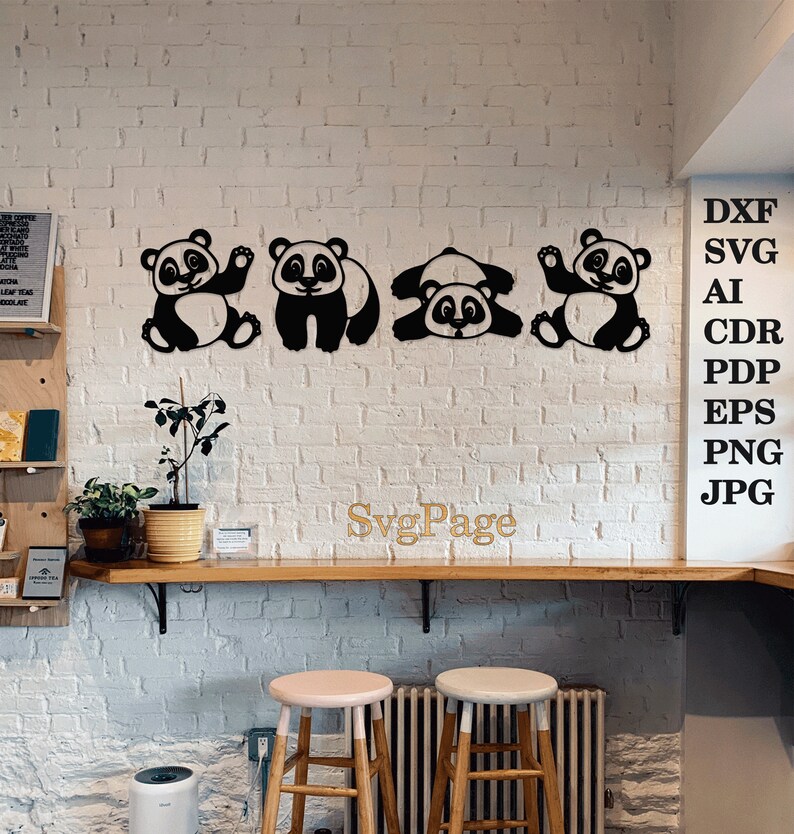 Baby Animal Cute Panda Laser Cut Svg Dxf Ai Files Wall Art - Etsy