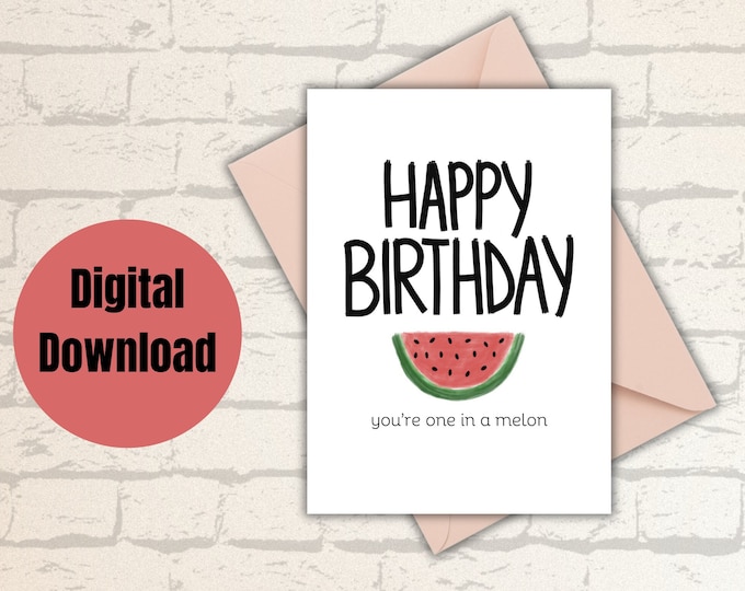 Watermelon Birthday Card, Funny Card, Birthday Greetings, Veggie ...