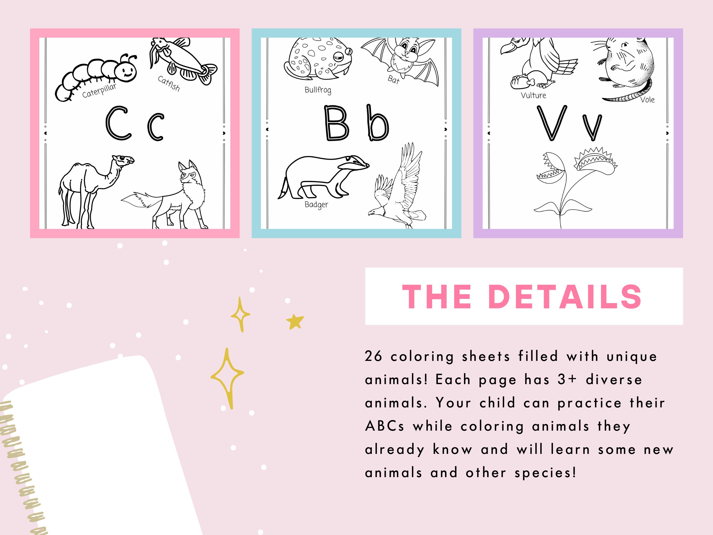 Animal Alphabet Coloring Pages, Preschool Printables, Coloring Pages ...