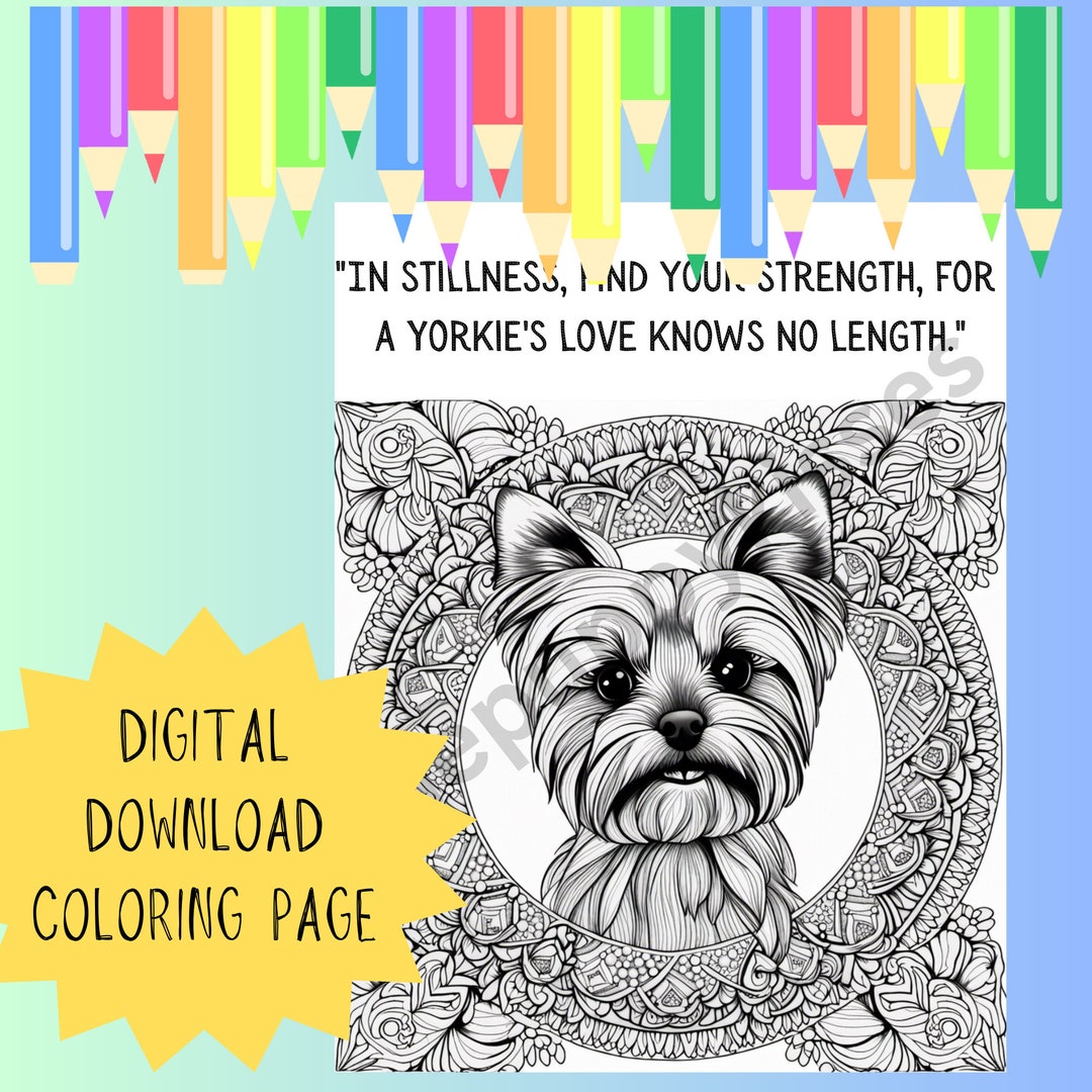 Digital Download Zen Yorkie Coloring Page for Adults Yorkie - Etsy