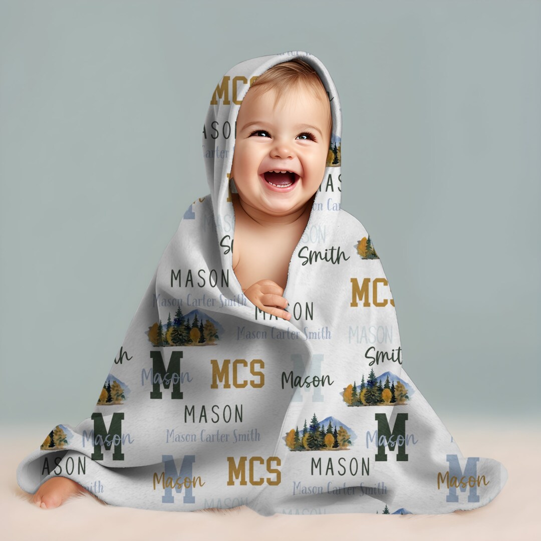 Personalized Watercolor Blanket, Custom Baby Boy Blanket, Personalized ...
