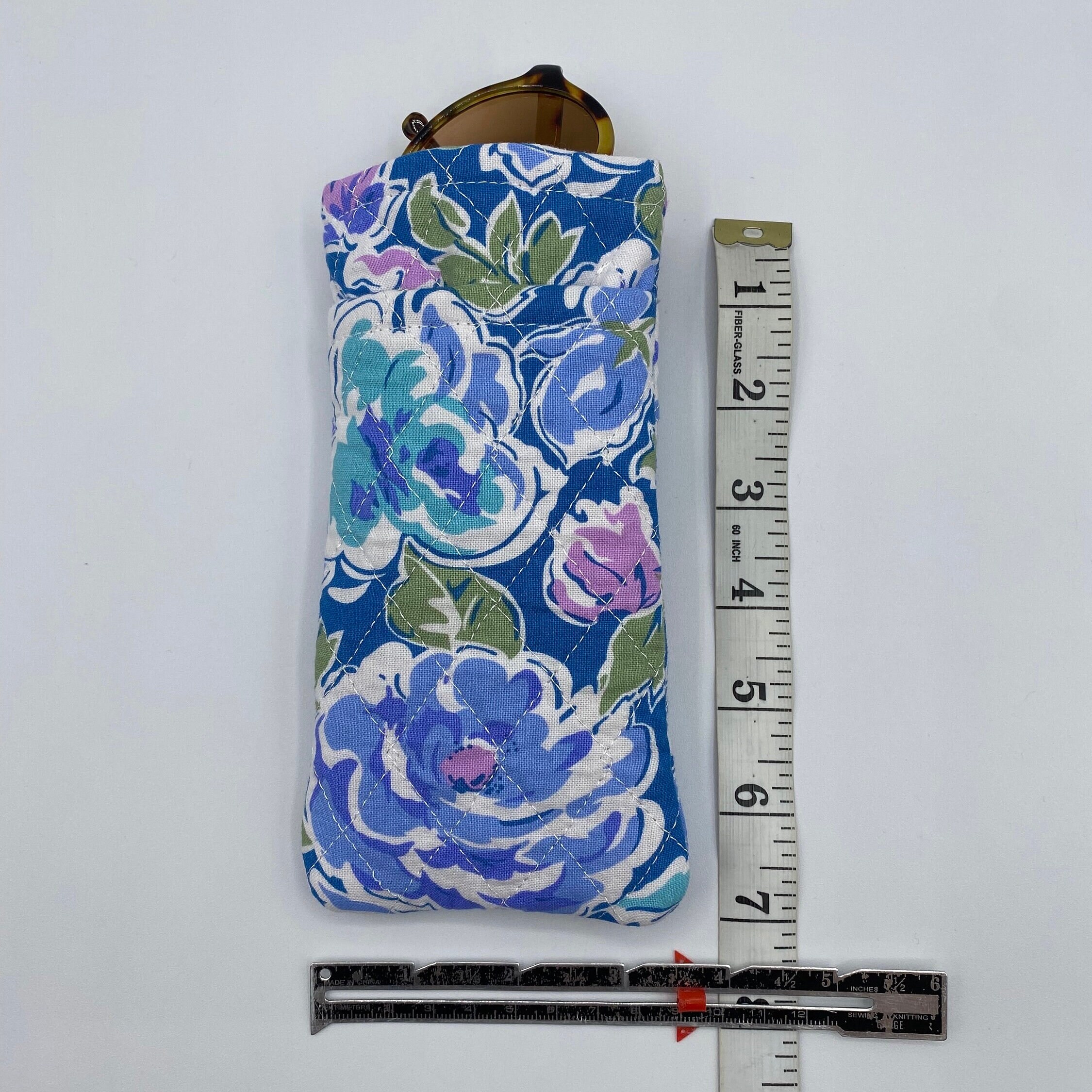 Eyeglass and Sunglass Double Pocket Case | Soft Quilted Padded in Blue ...
