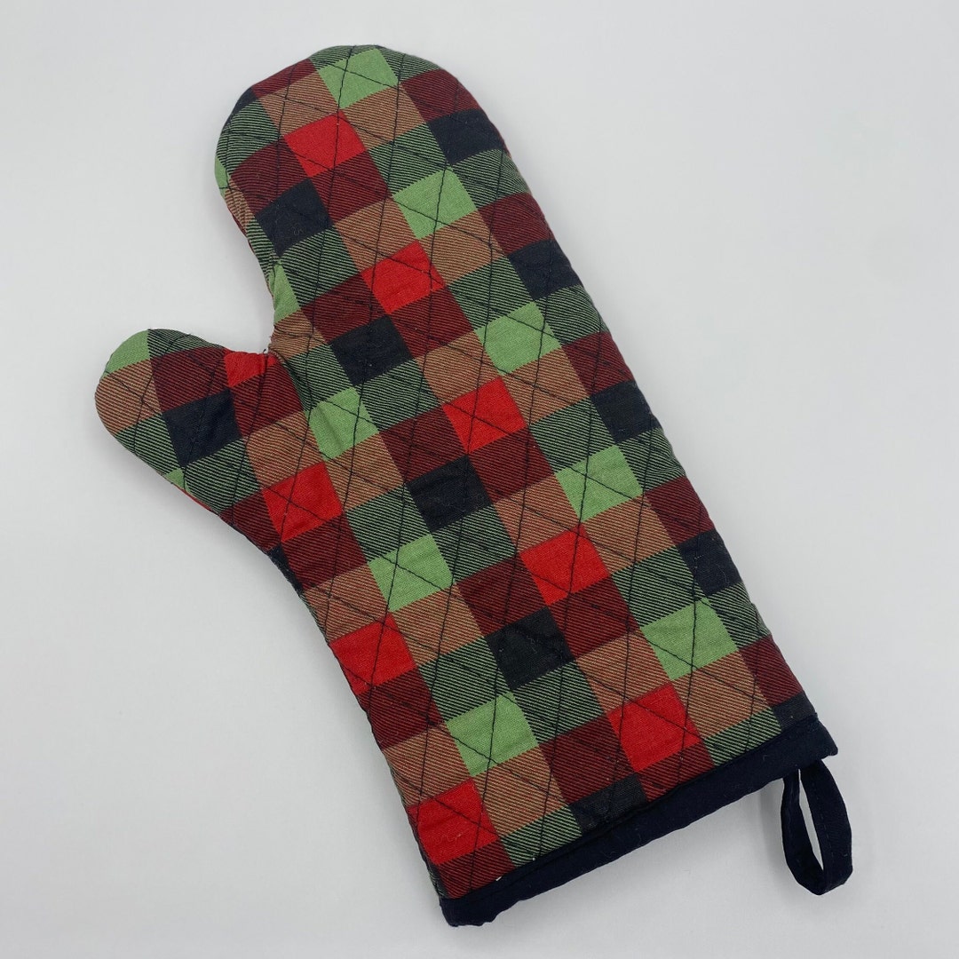 Red and Green Buffalo Plaid Christmas Holiday Thick Insulated Oven Mitt ...