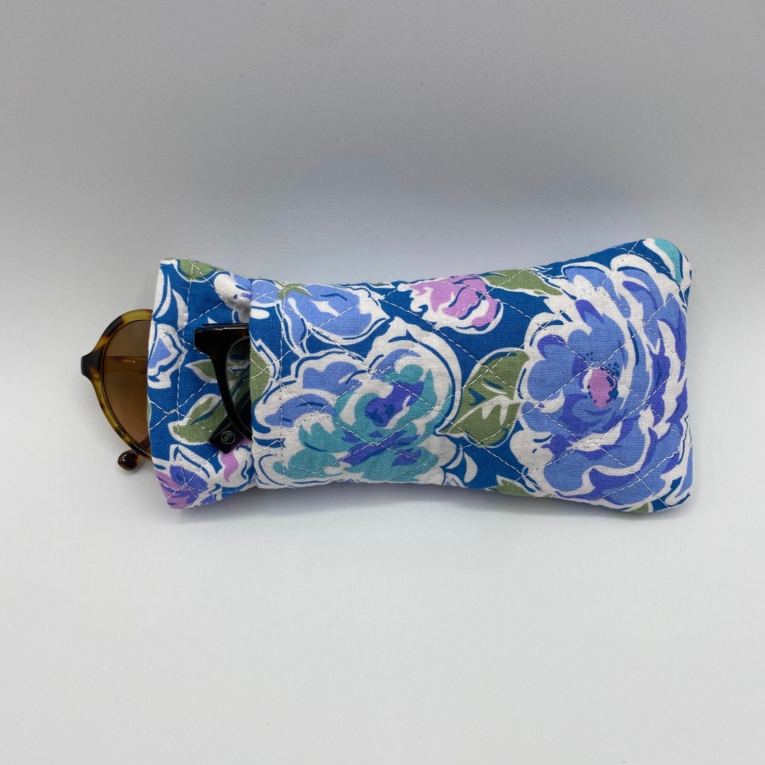Eyeglass and Sunglass Double Pocket Case | Soft Quilted Padded in Blue ...