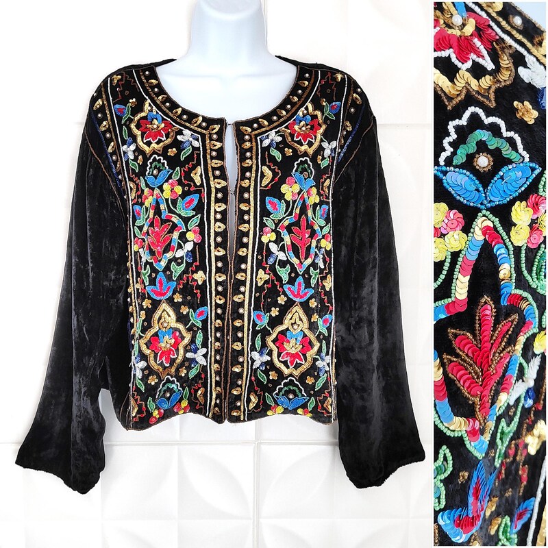 Velvet Beaded Jacket - Etsy