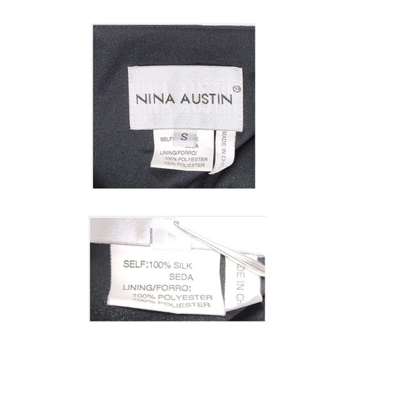 Black Silk Dress Nina Austin 90s Y2K Witch Hem Halter… - Gem