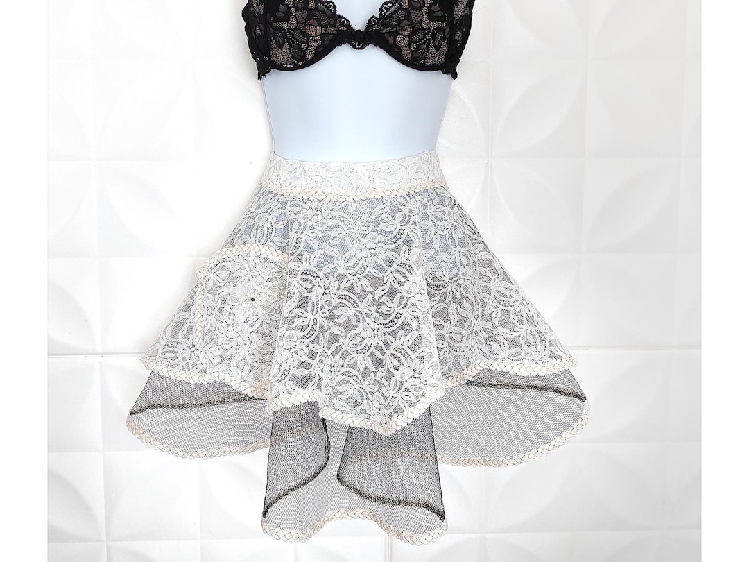 Vintage Lace French Maid Apron Pinup Sexy Boudoir White Black Mid ...