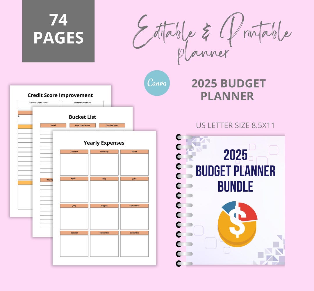 2025 Budget Planner | Editable & Printable Financial Organizer - Etsy