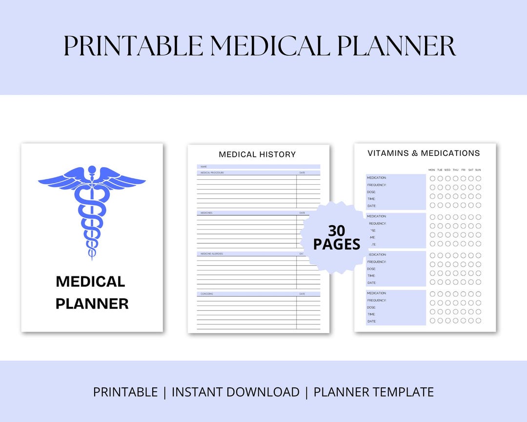 Printable Medical Planner, Health Tracker, Printable Health Organizer ...