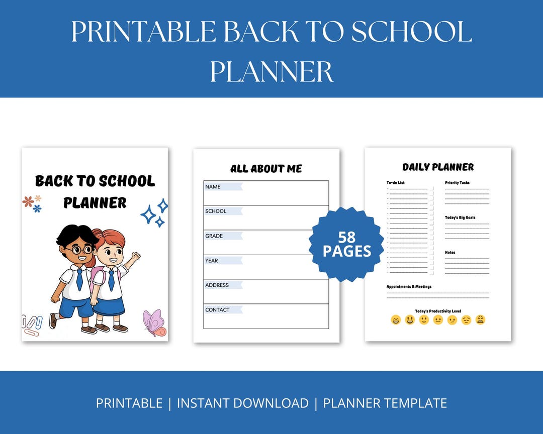 Back to School Printable Planner, Student Planner, School Planner ...