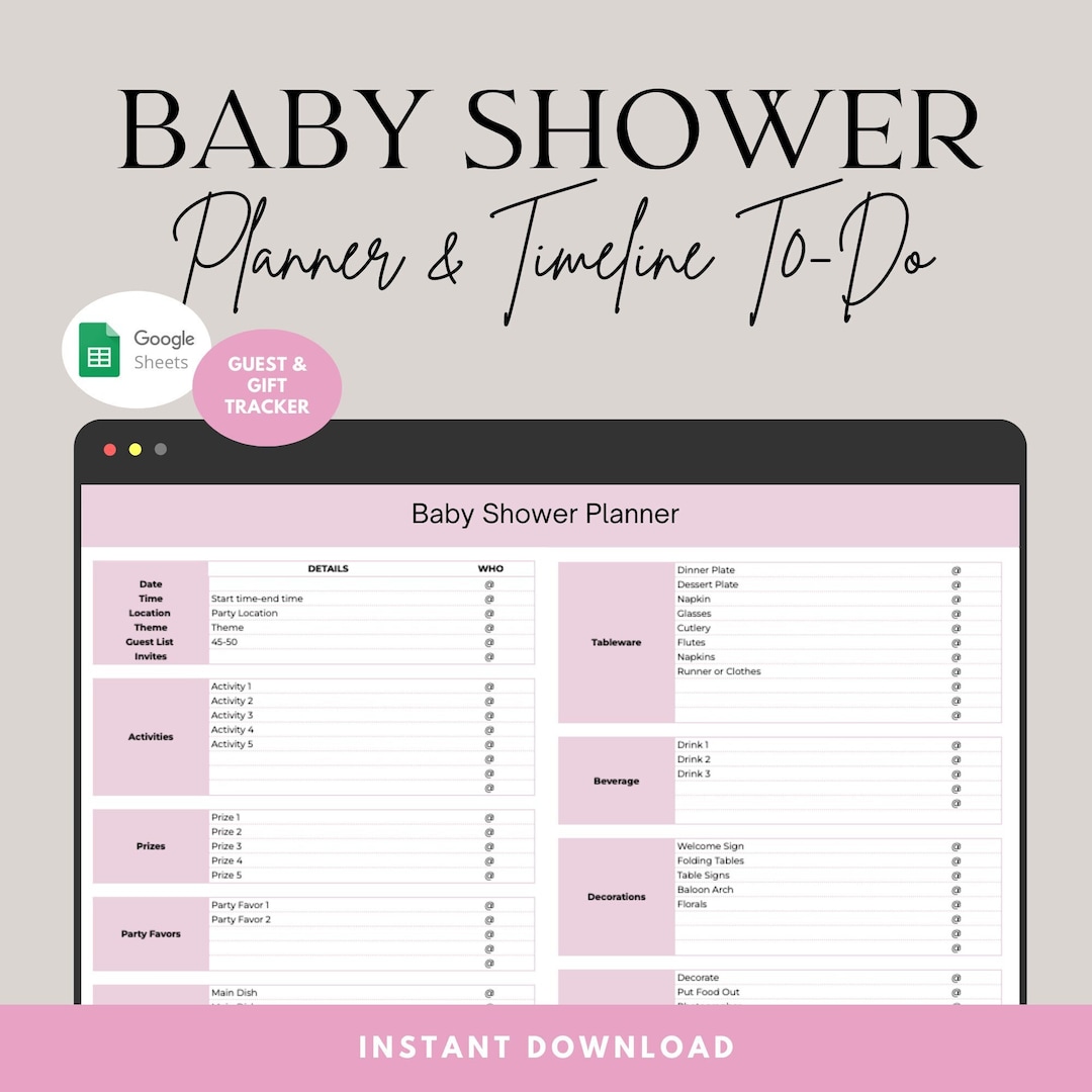 Baby Shower Planner & Timeline To-do | Plus, Guest List, RSVP, and Gift ...