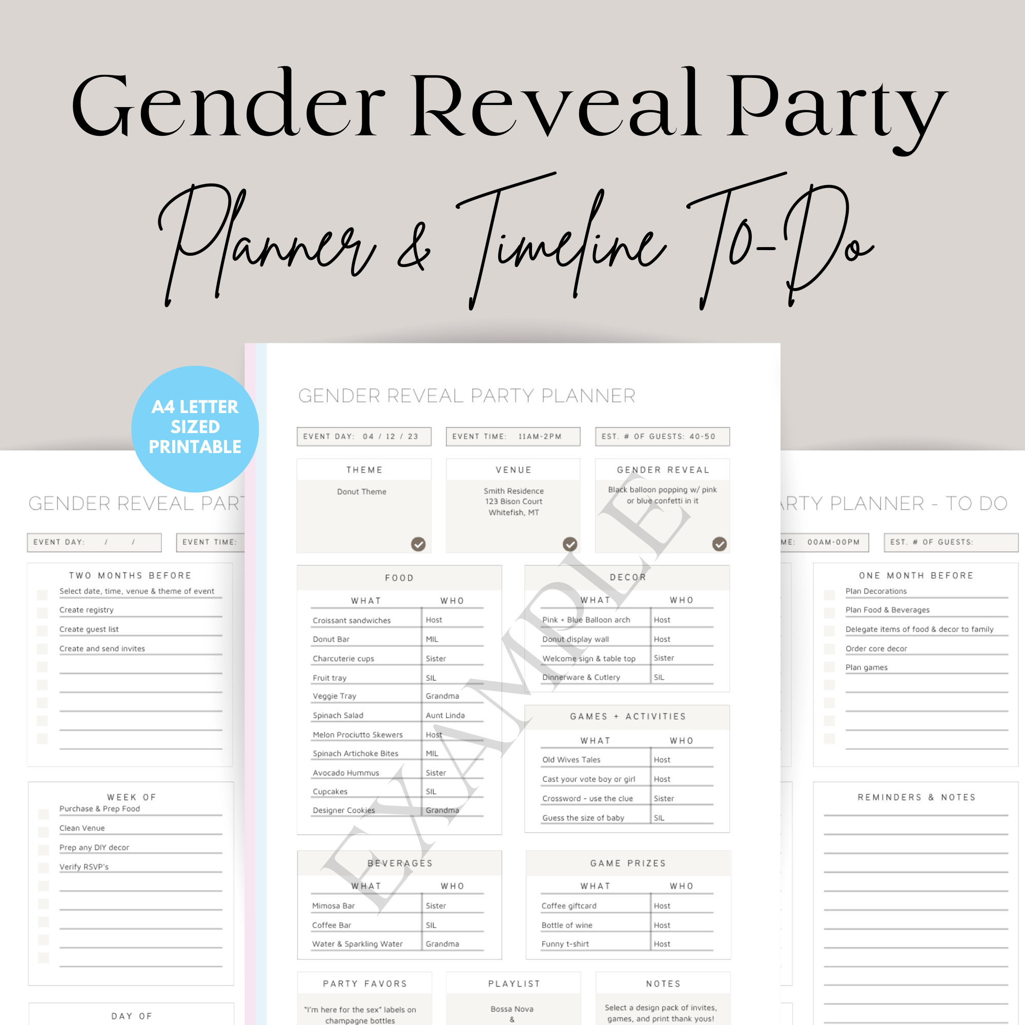 Gender Reveal Party Planner & Timeline To-do - Etsy