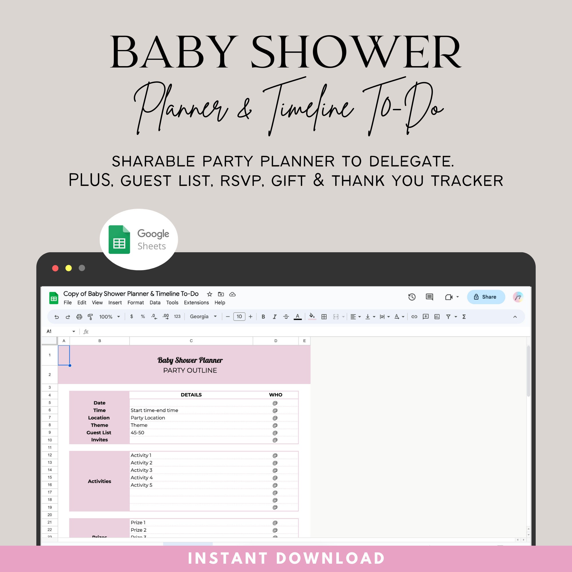 Baby Shower Planner & Timeline To-do | Plus, Guest List, RSVP, and Gift ...