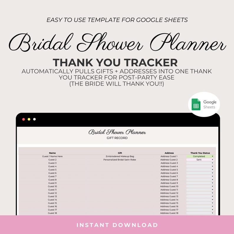 Bridal Shower Planner – Editable Google Sheets Template | Timeline ...