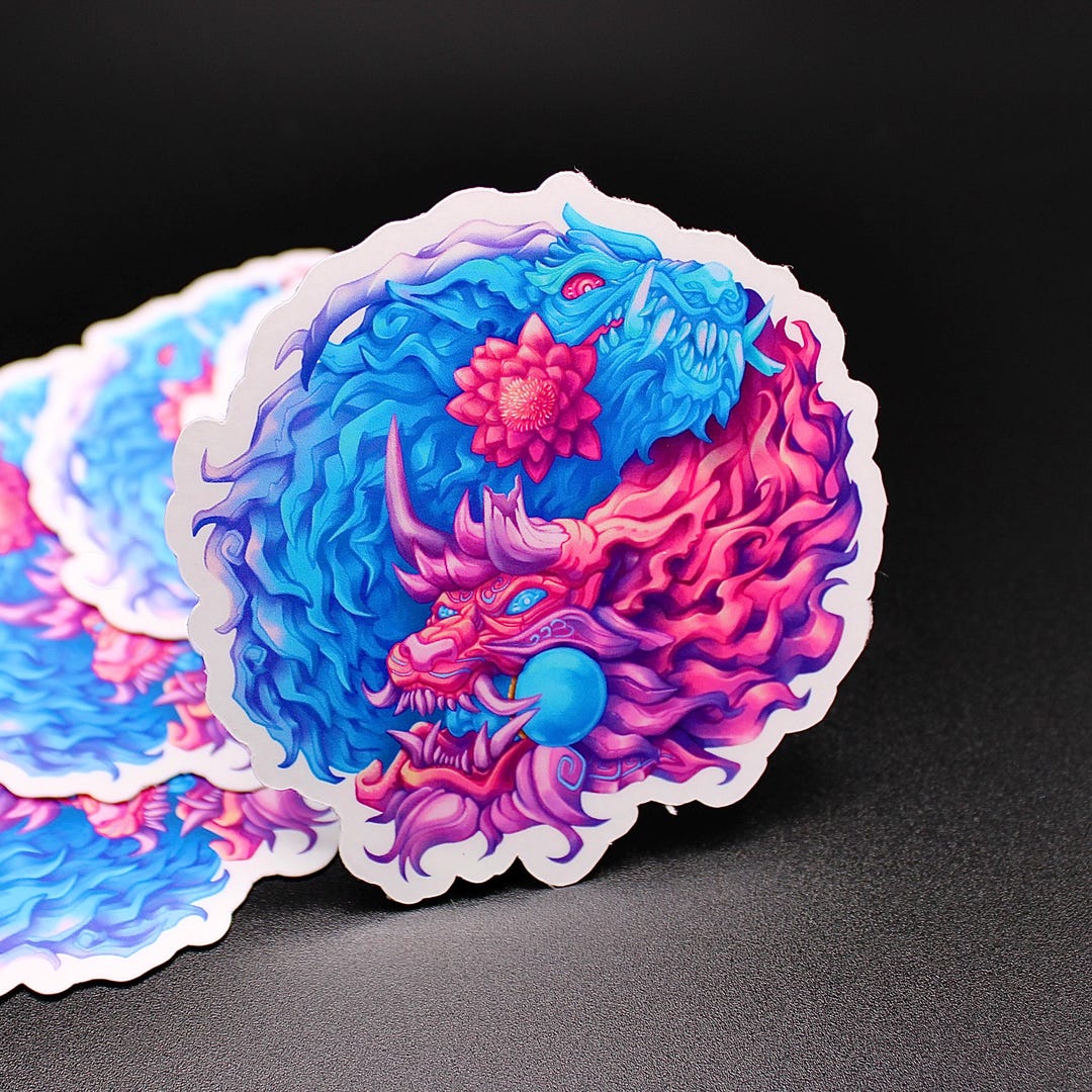 Two Wolves Yin Yang - Sticker - Etsy