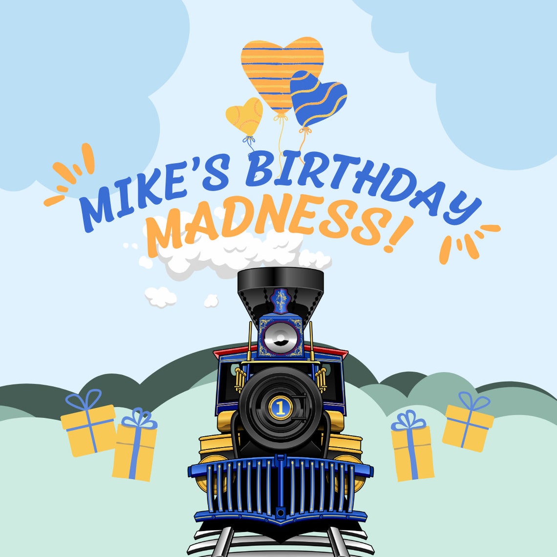 Train-themed Birthday Invitation Canva Design Template Kit - Etsy