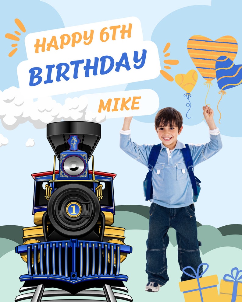 Train-themed Birthday Invitation Canva Design Template Kit - Etsy