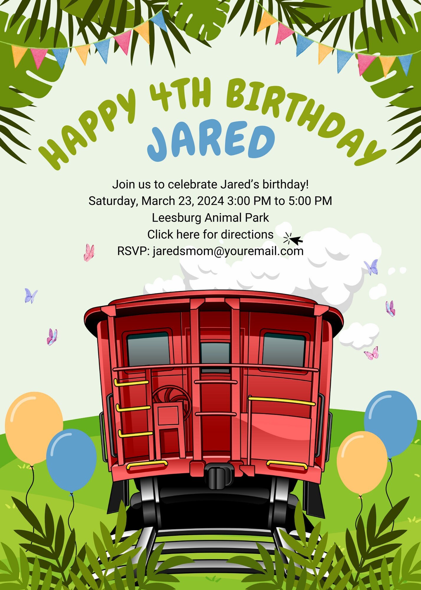 Train-themed Birthday Invitation Canva Design Template Kit - Etsy