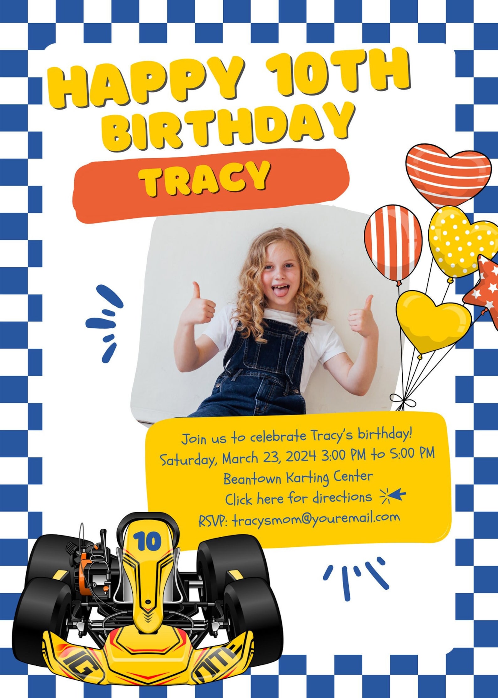 Karting-themed Birthday Invitation Canva Design Template Kit - Etsy