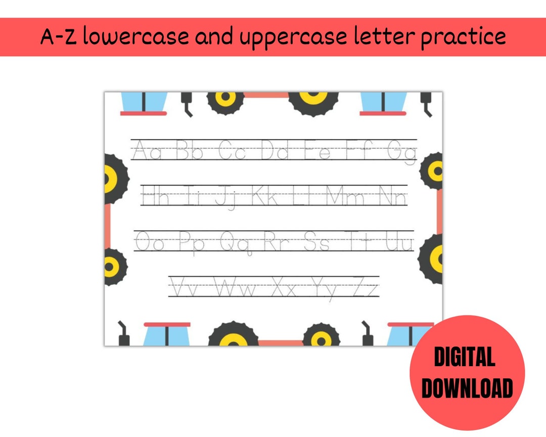 A-Z Upper and Lowercase Letter Tracing, Tractor Tracing Worksheet ...